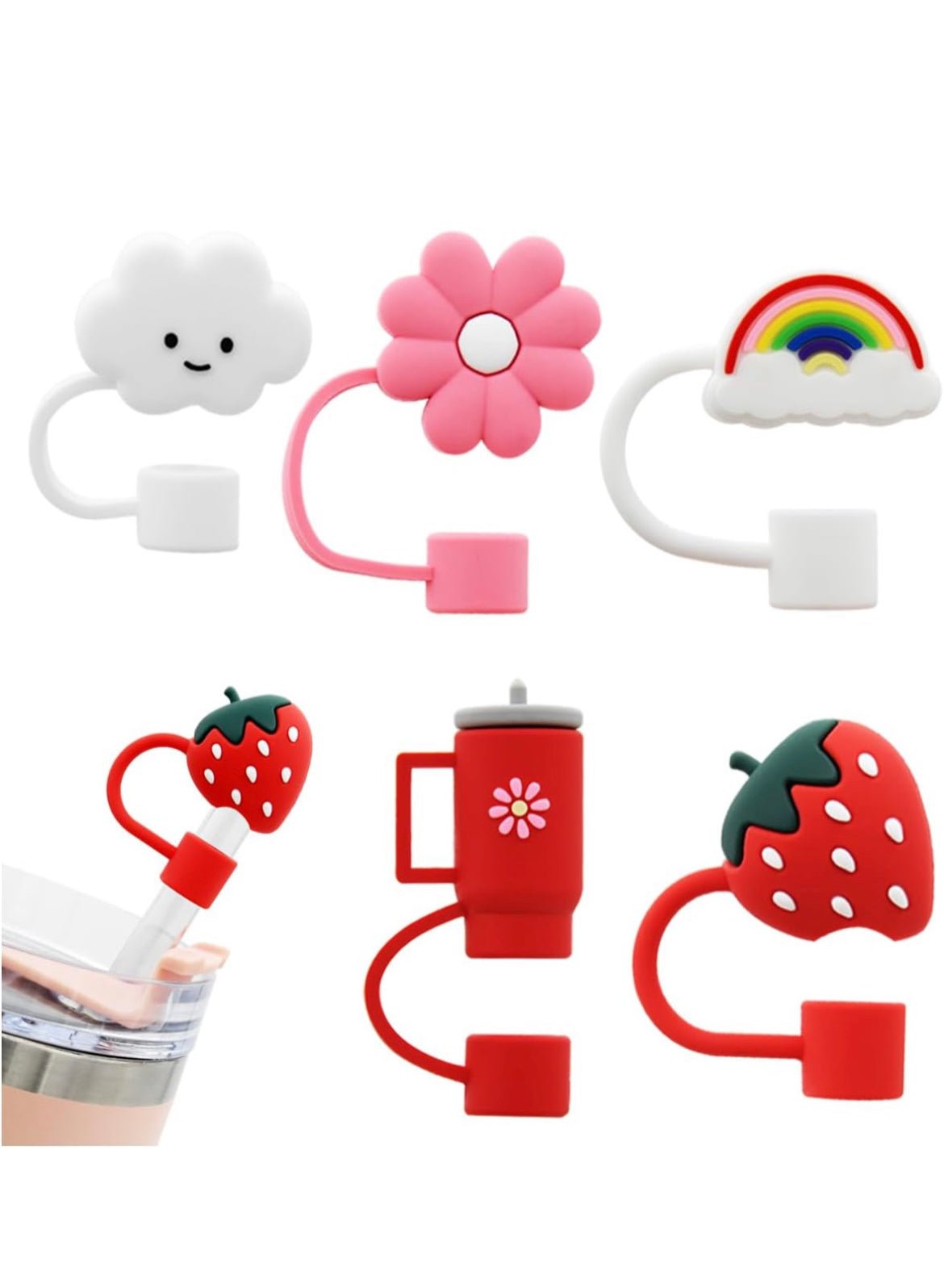 Straw toppers 5 pieces